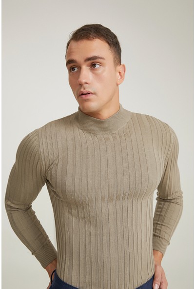 Ds Damat Slim Fit Bej Fitilli Kazak