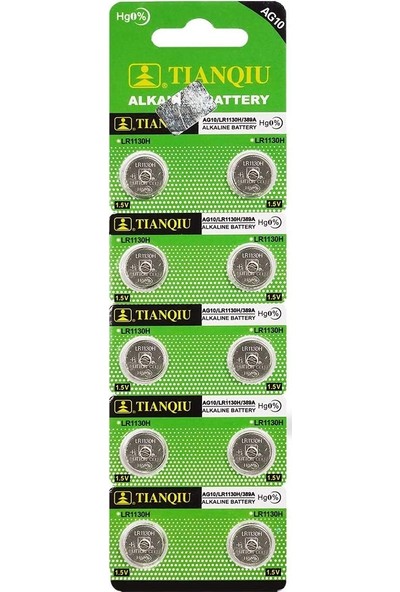 Tianqiu Buton Pil - Saat Lazer Hesap Makinesi Pili 10'lu AG10 - LR1130H - 389A -1.55V Tianqiu Buton Pil - Saat Lazer Hesap Makinesi Pili 10'lu AG10 - LR1130H - 389A -1.55V