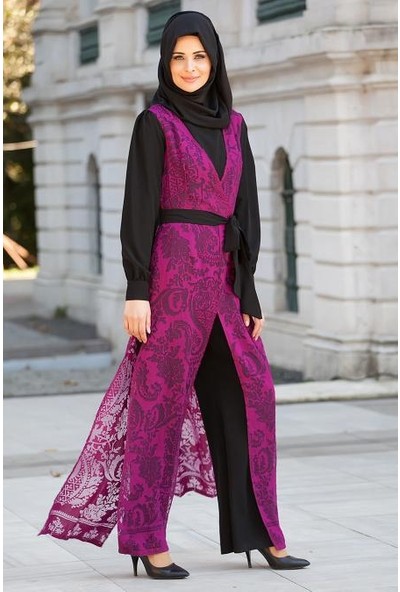 Neva Style Nayla Collection - Fuşya Siyah Tesettür Tulum 52407-01F Neva Style Nayla Collection - Fuşya Siyah Tesettür Tulum 52407-01F