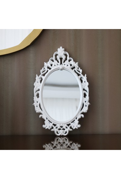Moda Meral Dekoratif Desenli Duvar Aynası Beyaz Moda Meral Dekoratif Desenli Duvar Aynası Beyaz