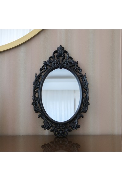 Moda Meral Dekoratif Desenli Duvar Aynası Siyah Moda Meral Dekoratif Desenli Duvar Aynası Siyah