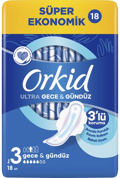 Orkid Ultra Ekstra Hijyenik Ped Gece Süper Ekonomik Paket 18 Ped Orkid Ultra Ekstra Hijyenik Ped Gece Süper Ekonomik Paket 18 Ped