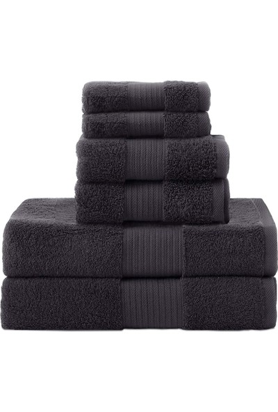 Regule %100 Pamuk Lü x Banyo Baş Yüz Havlusu 6'li Seti - Siyah