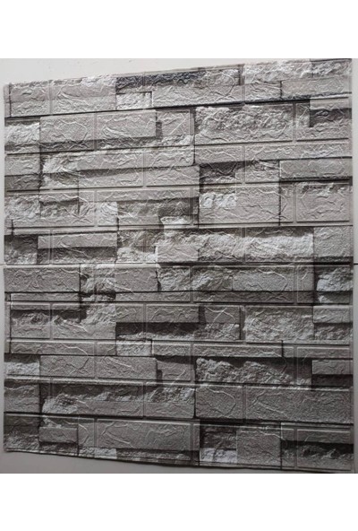 Renkli Duvarlar Yapışkanlı 3 Boyutlu Yığma Tuğla Gri Duvar Kağıdı 3D Panel NW115