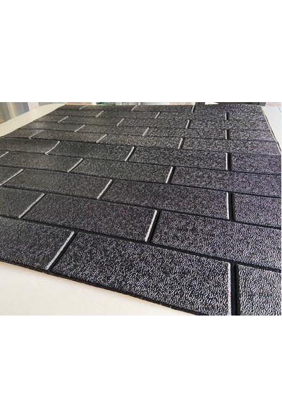 Renkli Duvarlar NW87 Esnek Düz Siyah 3D Duvar Kağıdı Yapışkanlı Duvar Paneli 10LU