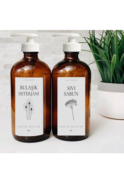 Lalezen Amber Cam Şişe Etiketli 2 Adet - Sıvı Sabun ve Bulaşık Deterjanı 2'li Mutfak Seti - 500 Ml. Lalezen Amber Cam Şişe Etiketli 2 Adet - Sıvı Sabun ve Bulaşık Deterjanı 2'li Mutfak Seti - 500 Ml.