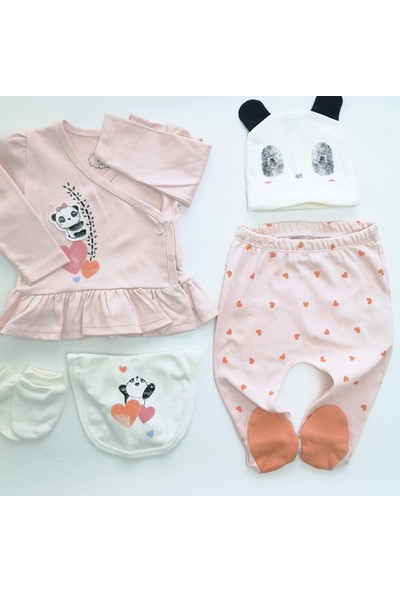 Tongs Baby Pandas Kız Bebek 5li Zıbın Set Tongs Baby Pandas Kız Bebek 5li Zıbın Set