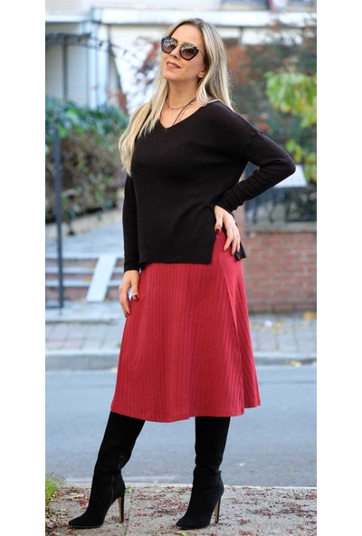 Beli Lastikli Midi Boy Etek