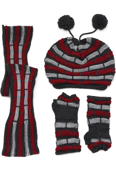 Aker Eşarp Çok Renkli Atkı - Bere Takımı