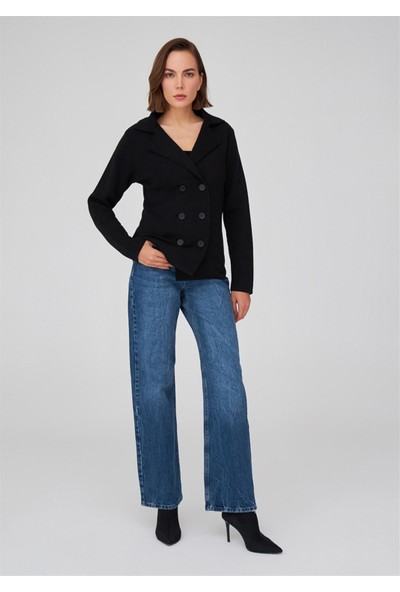 Peraluna Çelik Örgü Klasik Kesim Blazer Kadın Triko Ceket Siyah Peraluna Çelik Örgü Klasik Kesim Blazer Kadın Triko Ceket Siyah