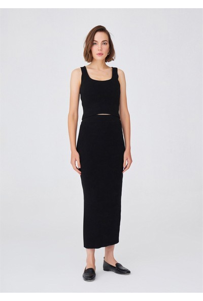 Peraluna Örgülü Kaşmir Karışımlı Kalem Kadın Triko Etek Siyah Peraluna Örgülü Kaşmir Karışımlı Kalem Kadın Triko Etek Siyah