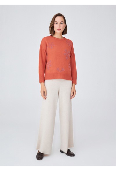 Peraluna Bol Kesim Alpaka Karışımlı Simli Kadın Triko Kazak Koyu Somon Peraluna Bol Kesim Alpaka Karışımlı Simli Kadın Triko Kazak Koyu Somon