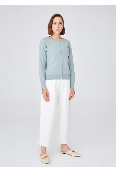 Peraluna Pamuklu Bisiklet Yaka Basic Kadın Triko Hırka Buz Yeşili Peraluna Pamuklu Bisiklet Yaka Basic Kadın Triko Hırka Buz Yeşili