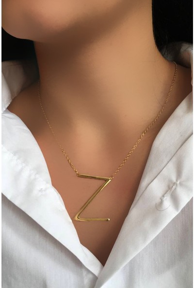 His Takı Gold Iri Plaka Harf Kolye Z Harfi