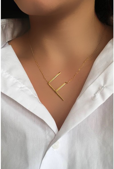 His Takı Gold Iri Plaka Harf Kolye F Harfi