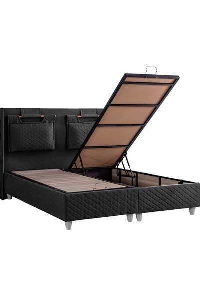 Cesur Venedik Çift Kişilik Baza Başlık Seti, Antrasit