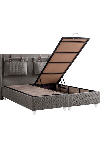 Cesur Venedik Çift Kişilik Baza Başlık Seti, Açık Gri