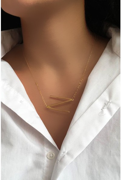 His Takı Gold Iri Plaka Harf Kolye N Harfi