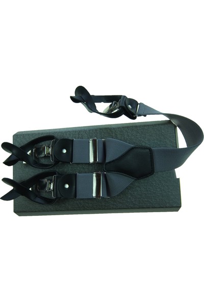 Gri Pantolon Askısı Düğmeli ve Klipsli