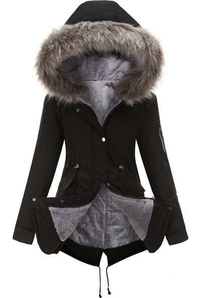 Gemdeck Kadın Kürklü Kalın Mont - Siyah (Yurt Dışından) Gemdeck Kadın Kürklü Kalın Mont - Siyah (Yurt Dışından)