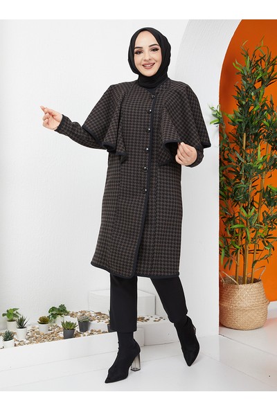 Hakimoda Kazayağı Desen Pelerinli Kap