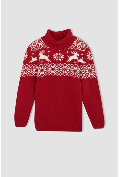 DeFacto Erkek Çocuk Regular Fit Boğazlı Yaka Yılbaşı Temalı Geyik Figürlü Kazak S2779A621WN DeFacto Erkek Çocuk Regular Fit Boğazlı Yaka Yılbaşı Temalı Geyik Figürlü Kazak S2779A621WN