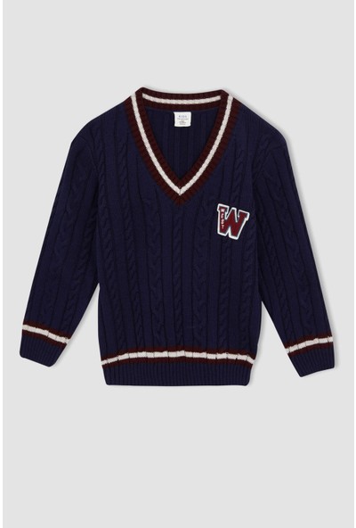 DeFacto Erkek Çocuk Kazak Relax Fit V Yaka W2659A621WN DeFacto Erkek Çocuk Kazak Relax Fit V Yaka W2659A621WN