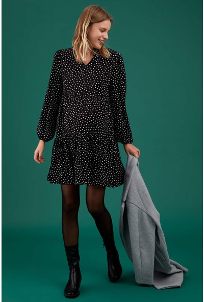 DeFacto V Yaka Volan Detaylı Balon Kollu Hamile Elbisesi W0188AZ21WN DeFacto V Yaka Volan Detaylı Balon Kollu Hamile Elbisesi W0188AZ21WN