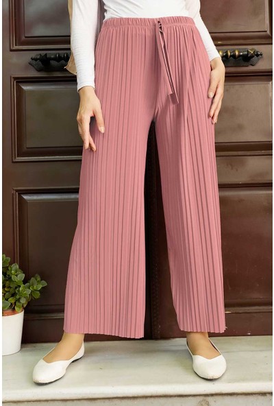 Neva Style Neva Style - Piliseli Pudra Sandy Tesettür Pantolon 7853PD