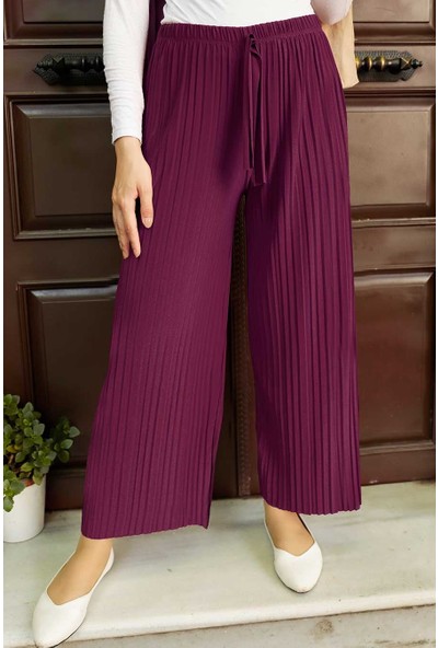 Neva Style Neva Style - Piliseli Mürdüm Sandy Tesettür Pantolon 7853MU Neva Style Neva Style - Piliseli Mürdüm Sandy Tesettür Pantolon 7853MU
