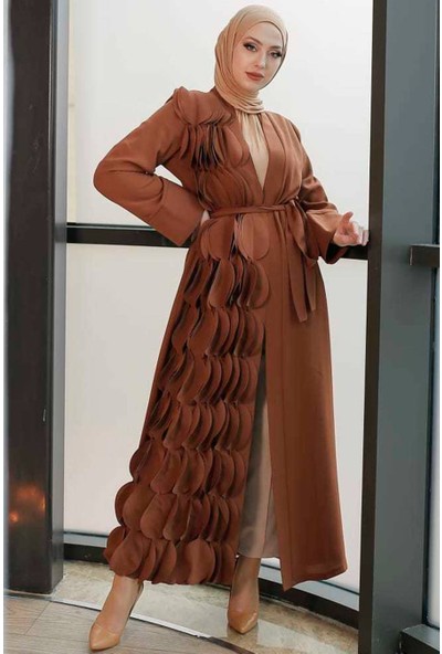 Neva Style Neva Style - Detaylı Kahverengi Tesettür Abaya 34930KH