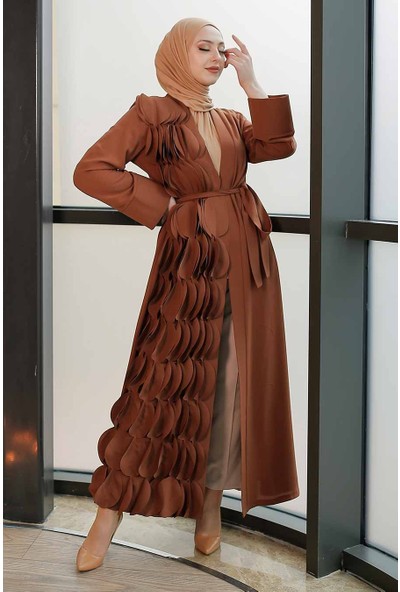 Neva Style Neva Style - Detaylı Taba Tesettür Abaya 34930TB