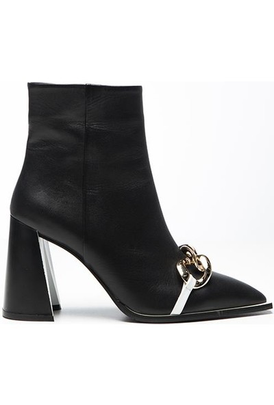 H&K Glow Zincirli Topuklu Deri Bot