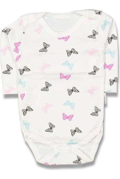 Nayinom Kelebek Desenli Kız Çocuk Uzun Kollu Badi & Zıbın