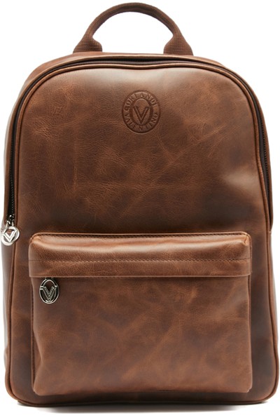 Valentino Orlandi Erkek Kahverengi Deri Sırt Çantası