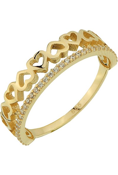 Goldium Altın Yarım Tur Kalp Yüzük