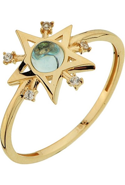 Goldium Altın Taşlı Yıldız Yüzük