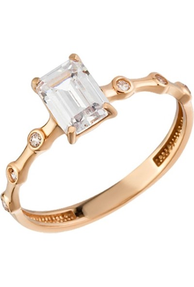 Goldium Altın Baget Taşlı Yüzük