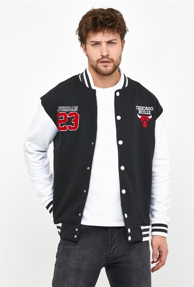 Tarz Cool Siyaherkek Parçalı Unisex Chicago Kolej CEKET-KLJCKT001R01S