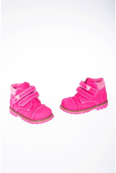 Kız Çocuk Fuşya Deri Anatomik Bot