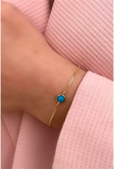 Goldium Altın Firuze Taşlı Bileklik