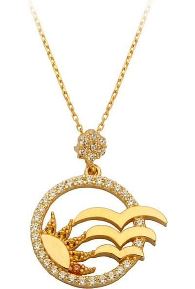 Goldium Altın Halka Güneş Kolye