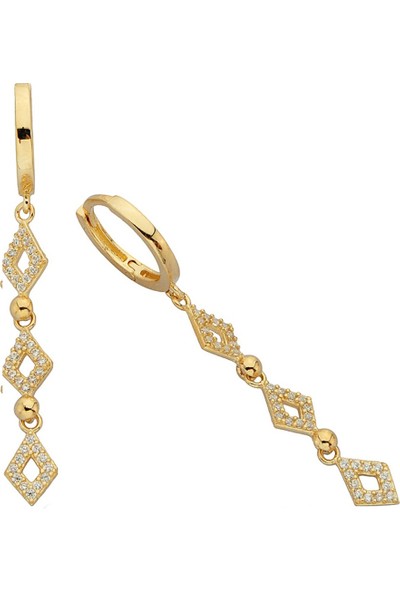 Goldium Altın Sallantılı Tasarım Küpe