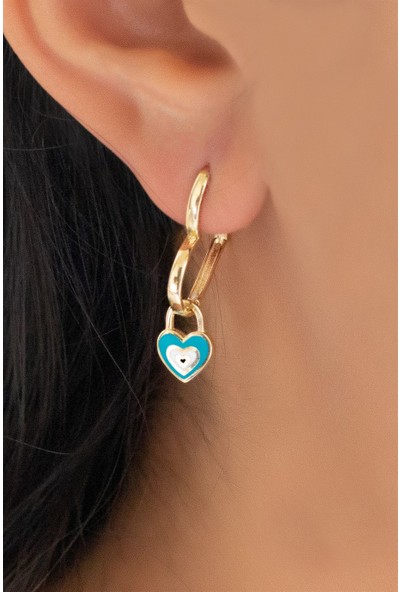 Goldium Altın Nazar Kalp Küpe