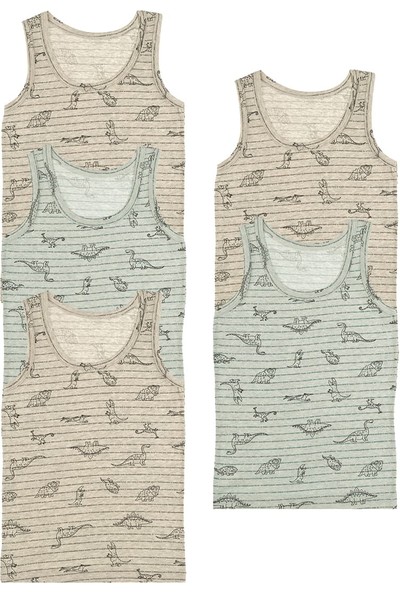 Donella 5'li Renkli Dinazor Baskılı Erkek Çocuk Atlet - 771128