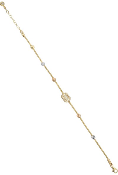 Goldium Altın Baget Taşlı Dorika Toplu Bileklik