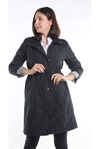 İntersivin Belden Lastik Ipli Kapüşonlu Astarlı Uzun Kadın Trençkot İntersivin Belden Lastik Ipli Kapüşonlu Astarlı Uzun Kadın Trençkot