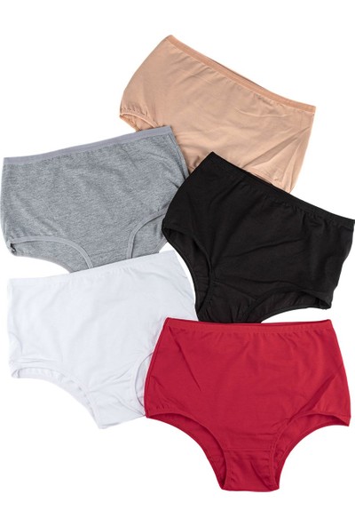 Nicoletta Kırmızı-Beyaz Kadın Külot 5'li Paket