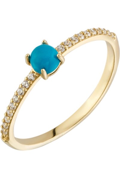 Goldium Altın Firuze Taşlı Yüzük