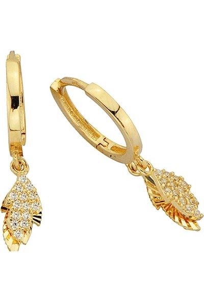 Goldium altın Yaprak Figürlü Halka Küpe Goldium altın Yaprak Figürlü Halka Küpe